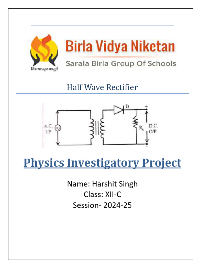 Physics Project - Half Wave Rectifier | PDF