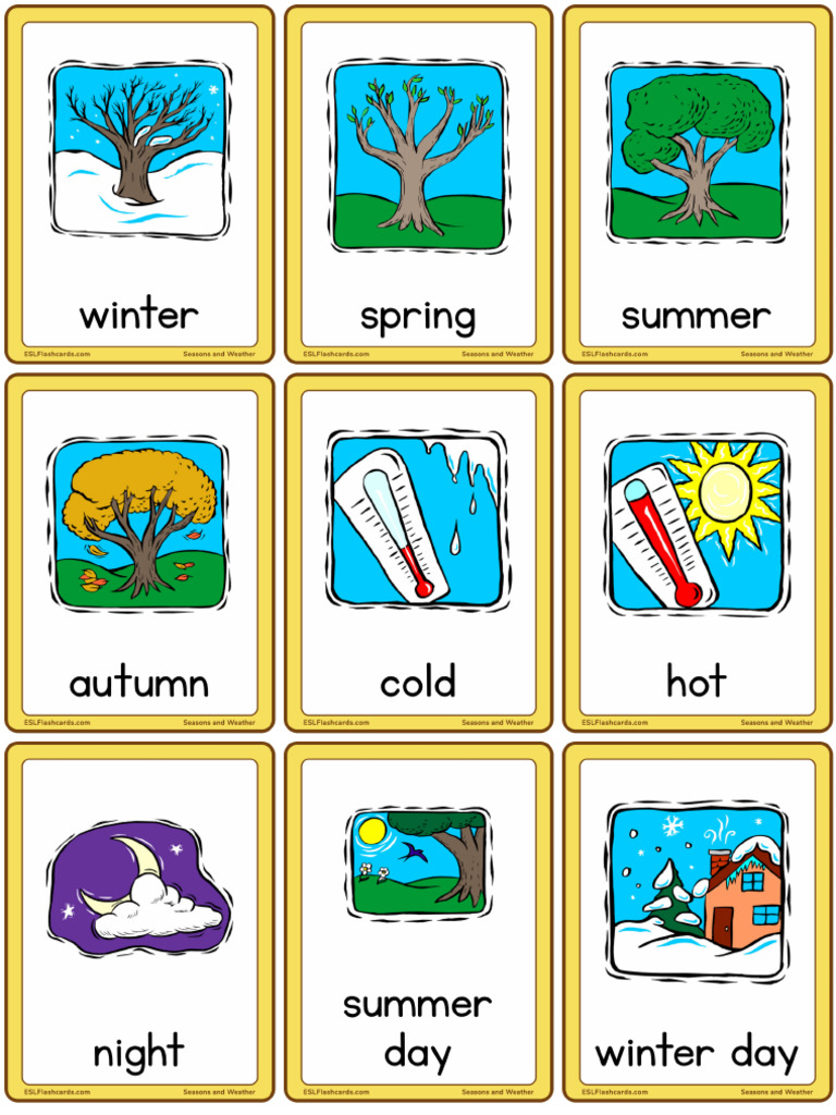 Seasons and Weather Small Flashcards With Labels | PDF