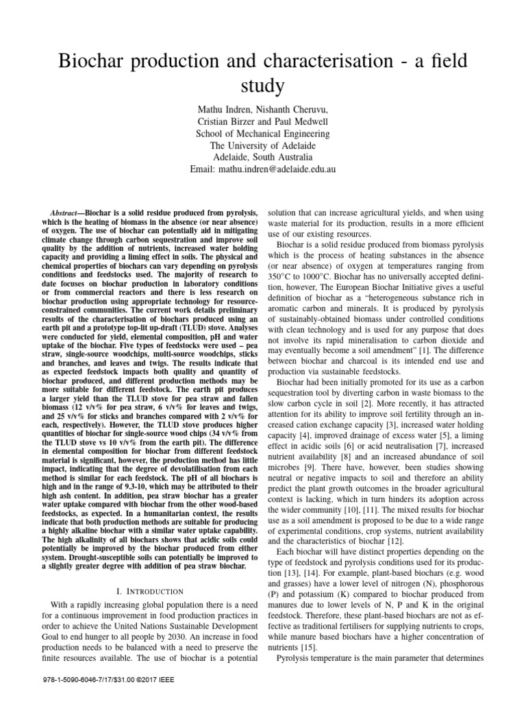 Biochar Production and Characterisation A Field Study | PDF | Soil ...