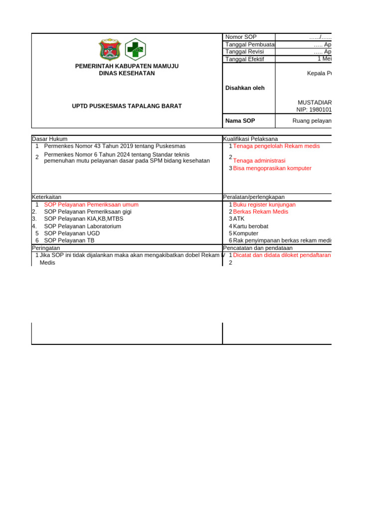 Format Sop Pendaftaran | PDF
