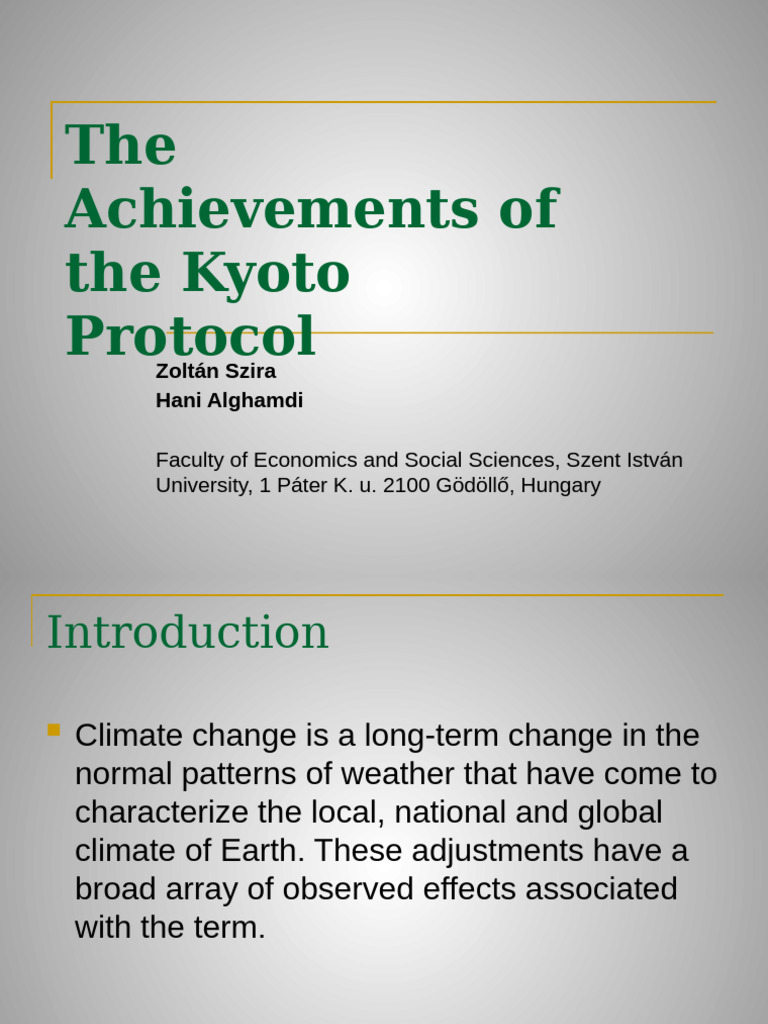 Achievemenst of the Kyoto Protocol | PDF