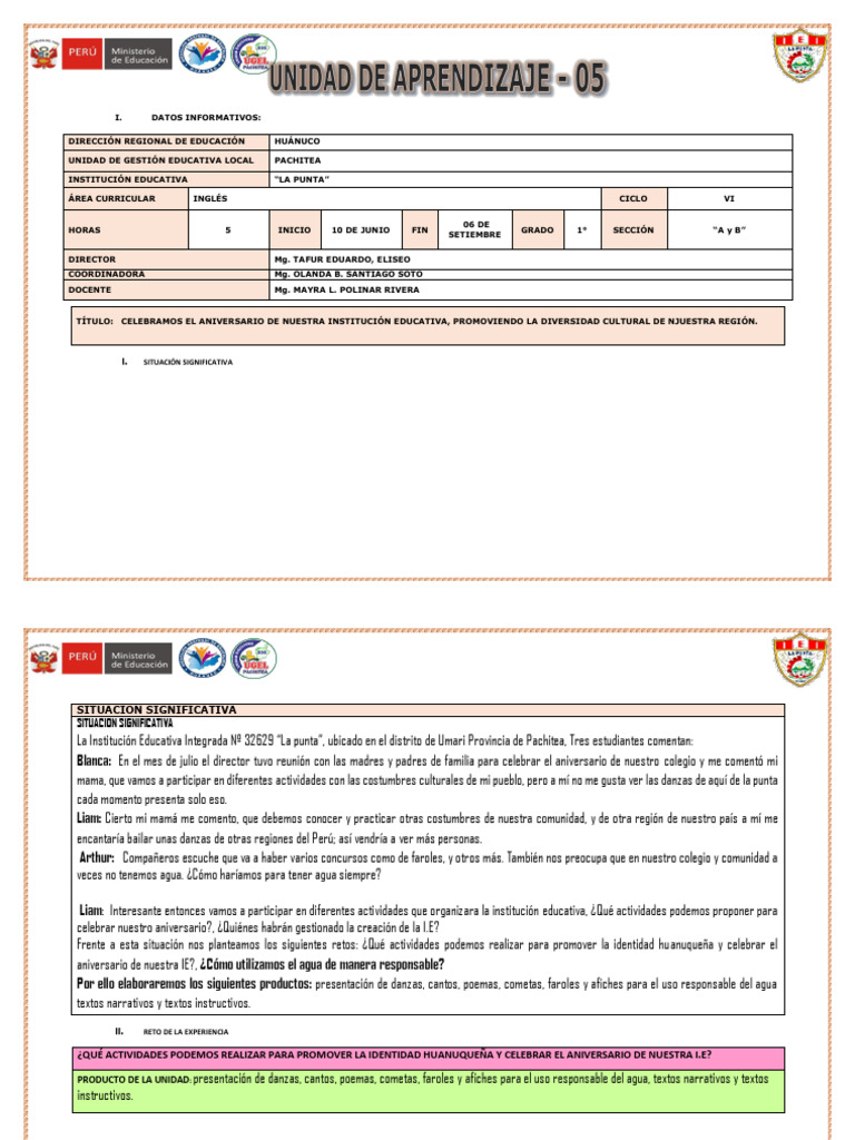 05 - Unidad de Aprendizaje - 1 | PDF | Evaluación | Aprendizaje