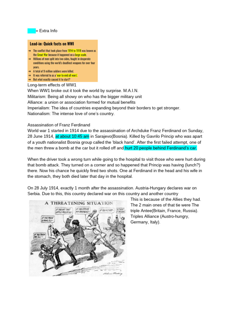 History Notes - WW1 | PDF