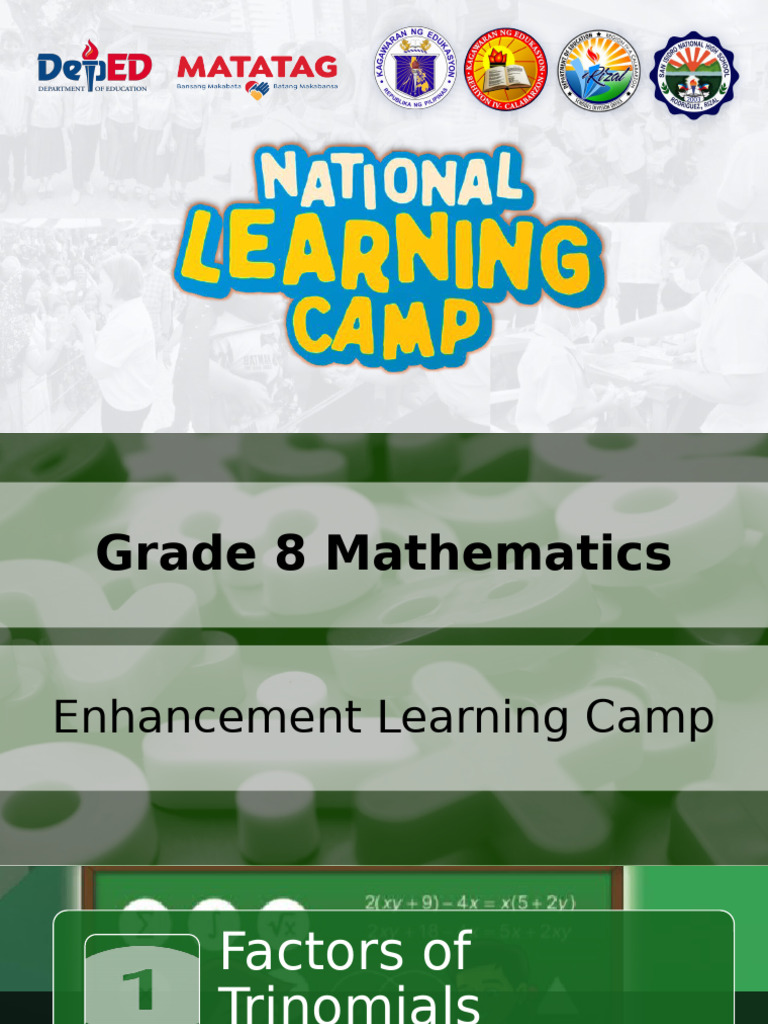 G8 Math Enhancement Week 1 Lesson 1 To 2 | PDF