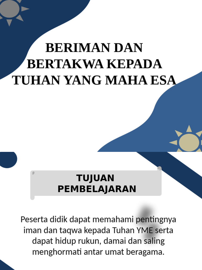 Beriman Dan Bertakwa Kepada Tuhan Yang Maha Esa | PDF