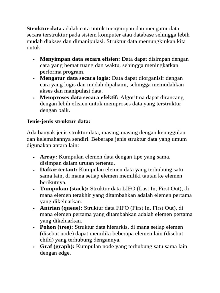 Struktur data adalah cara untuk menyimpan dan mengatur data secara ... Struktur data adalah cara untuk menyimpan dan mengatur data secara ...