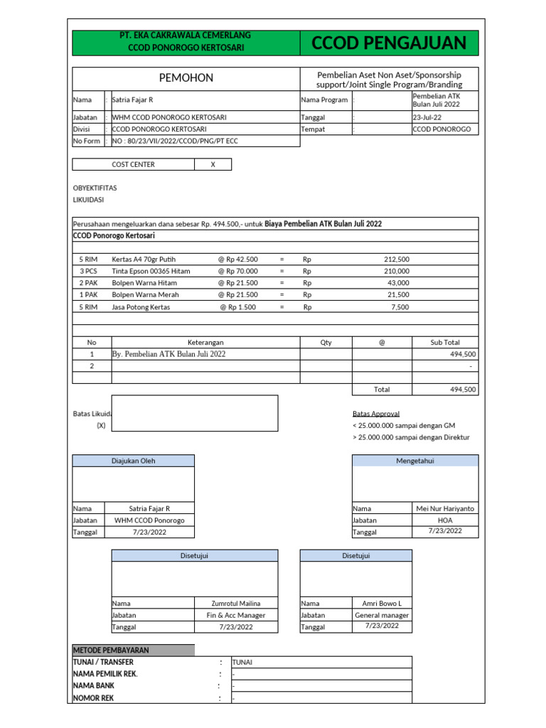 Form Pengajuan New | PDF
