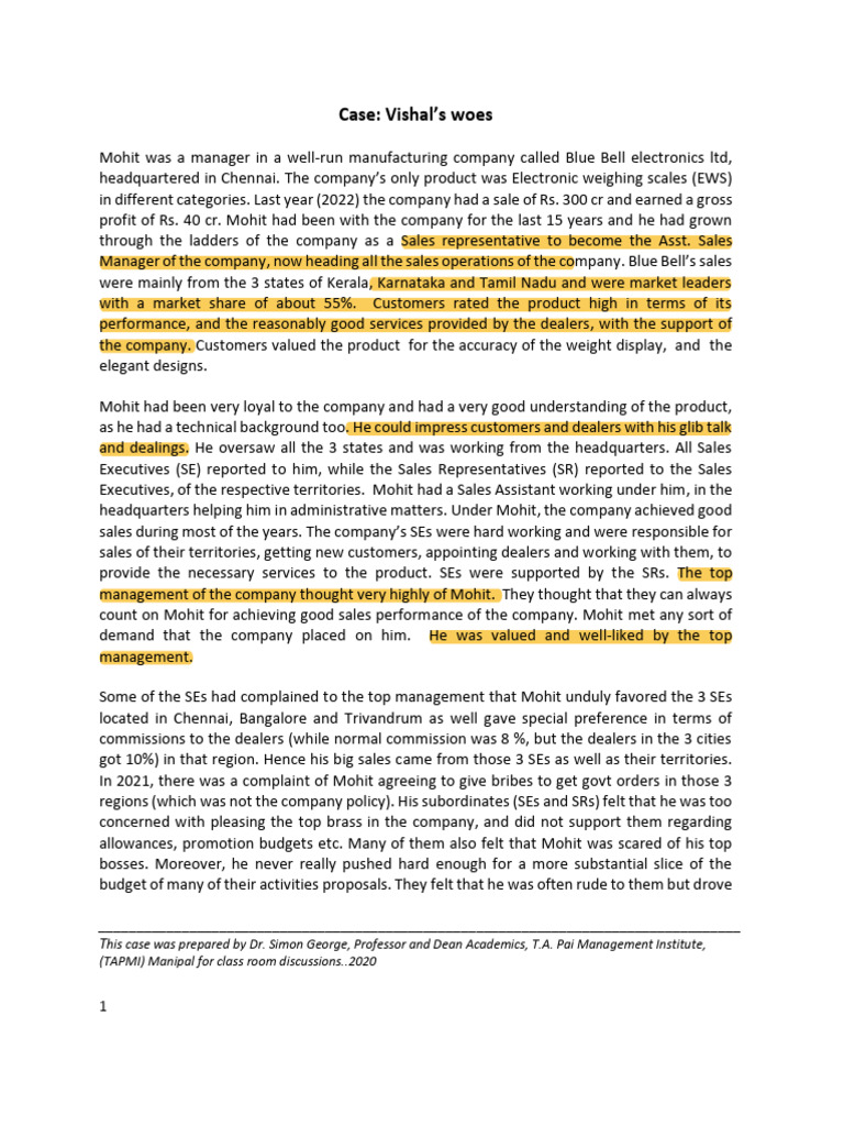 Case - VIshal's Woes | PDF