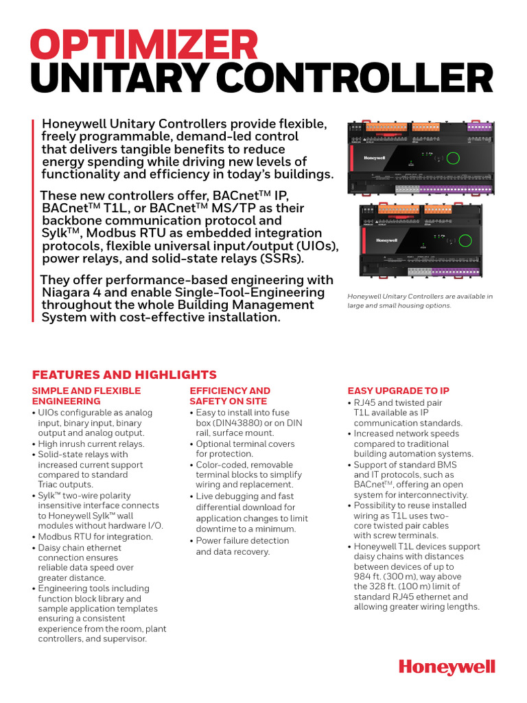 Honeywell-Optimizer-Unitary Manual | PDF
