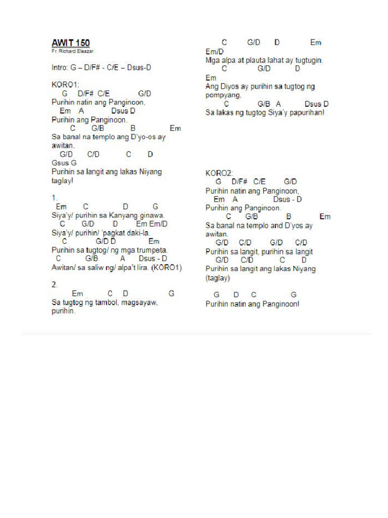 Awit 150 Chords | PDF