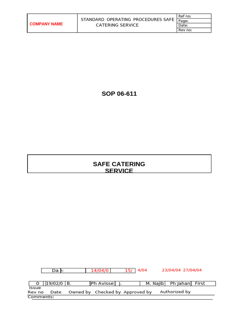 Catering Service Sop | PDF