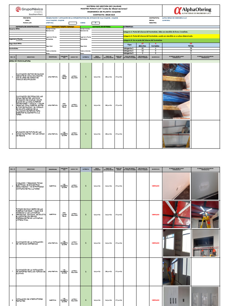 6626-023 Formato de Punch List | PDF