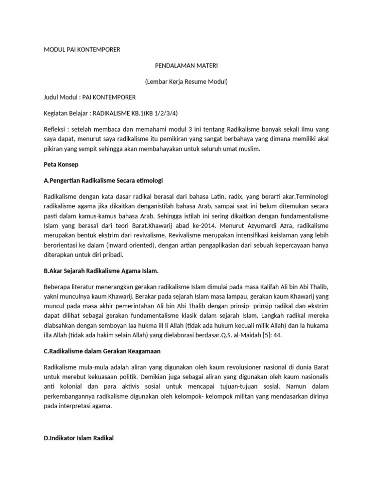 Tugas Resume Modul Pai Kontemporer 2 | PDF