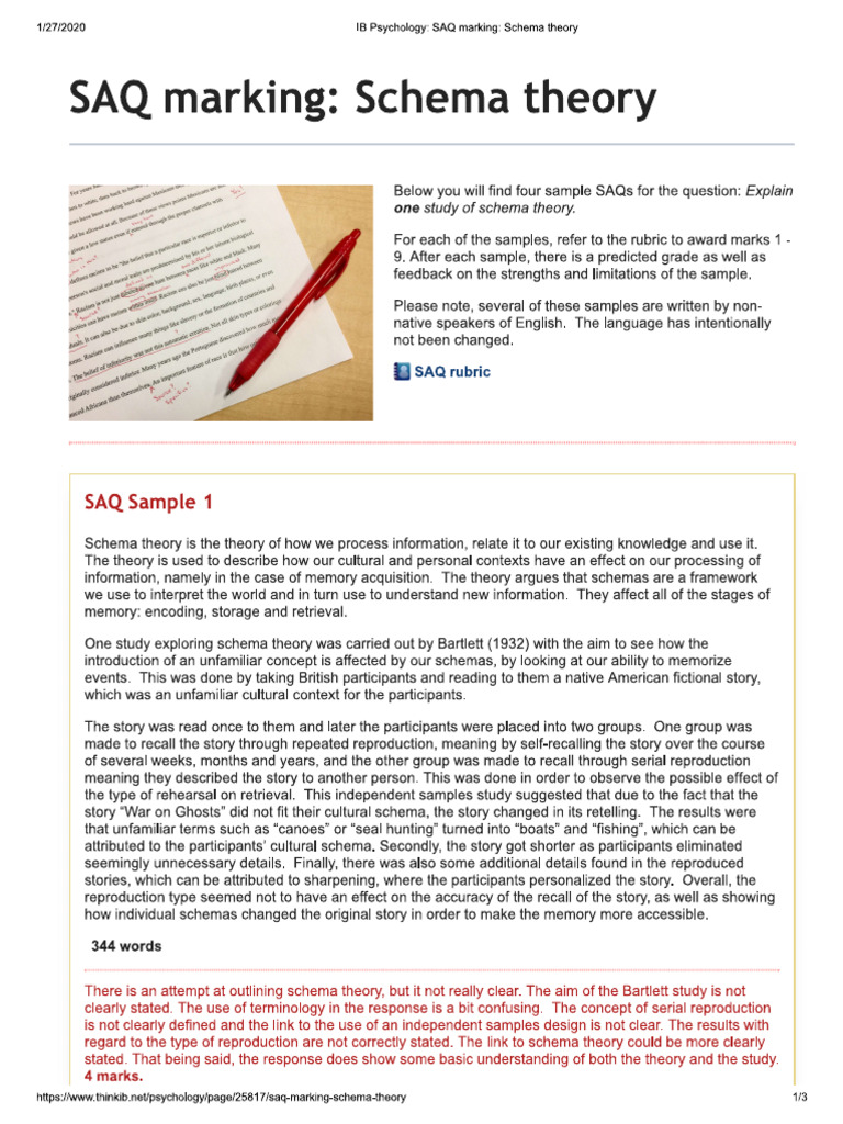 Saq Schema Theory | PDF