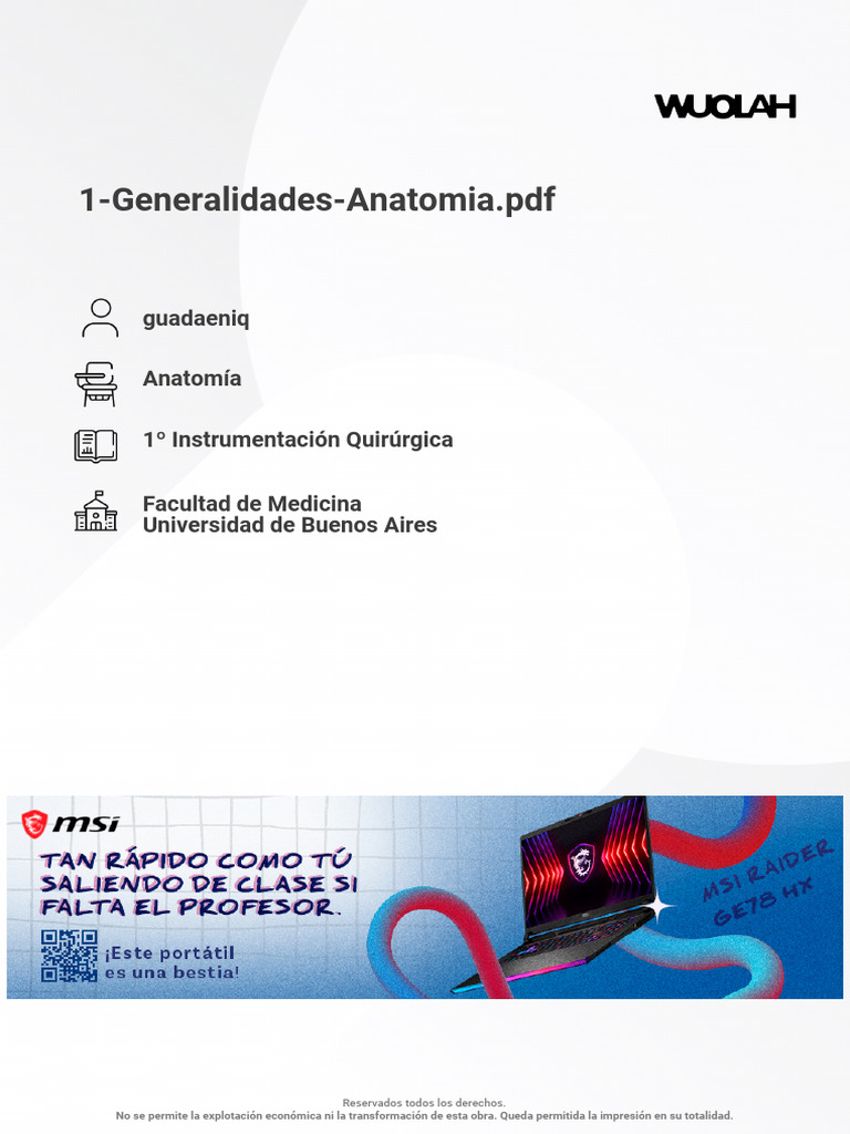 Wuolah Free 1 Generalidades Anatomia | PDF
