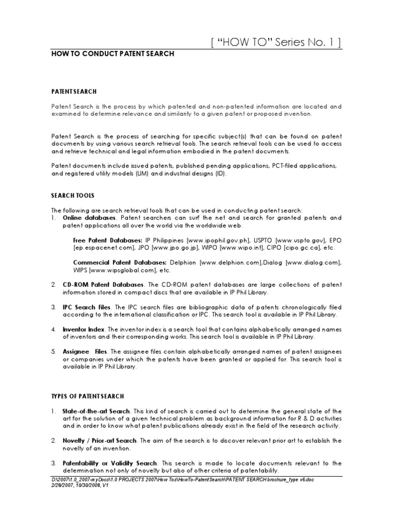 How To Conduct Patent Search Prior Art Patent Application