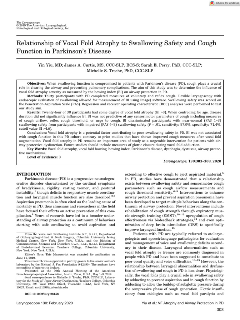 Yiu Et Al. (2020) Relationship of Vocal Fold Atrophy To Swallowing ...