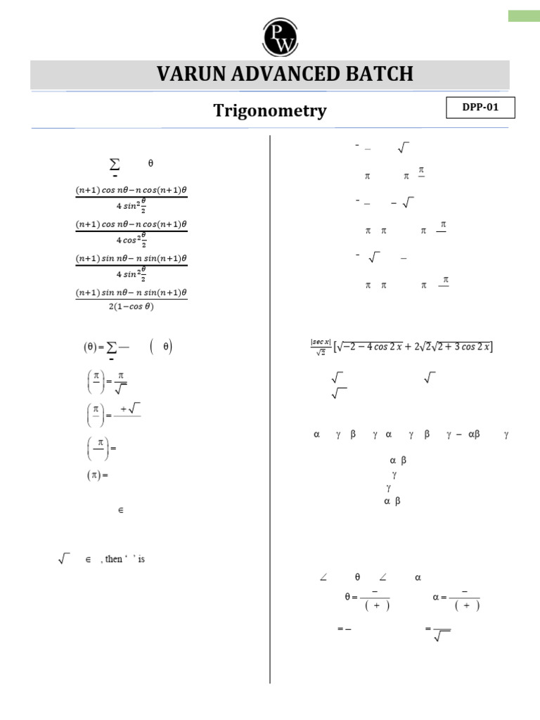 Trigonometry DPP 01 | PDF Trigonometry DPP 01 | PDF