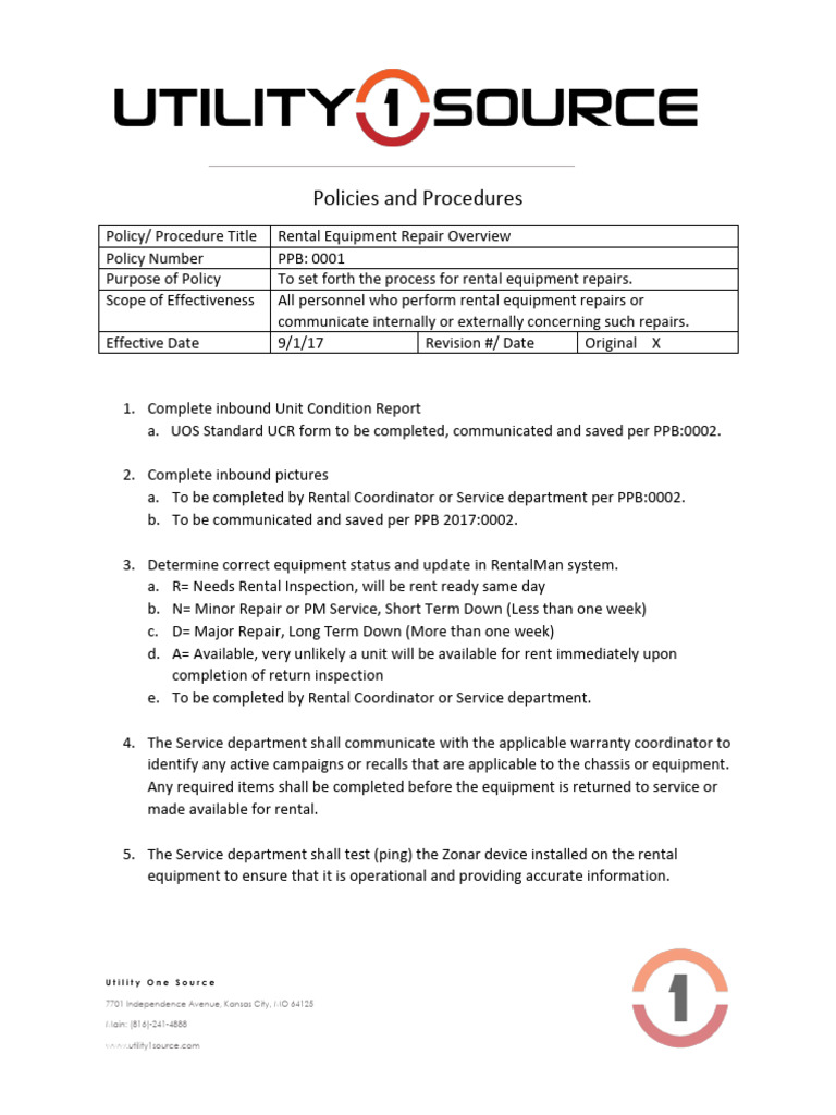 PPB 0001 Rental Repair Overview | PDF