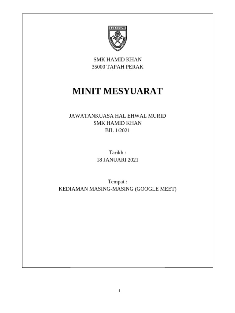 Minit Hem 1 2021 | PDF