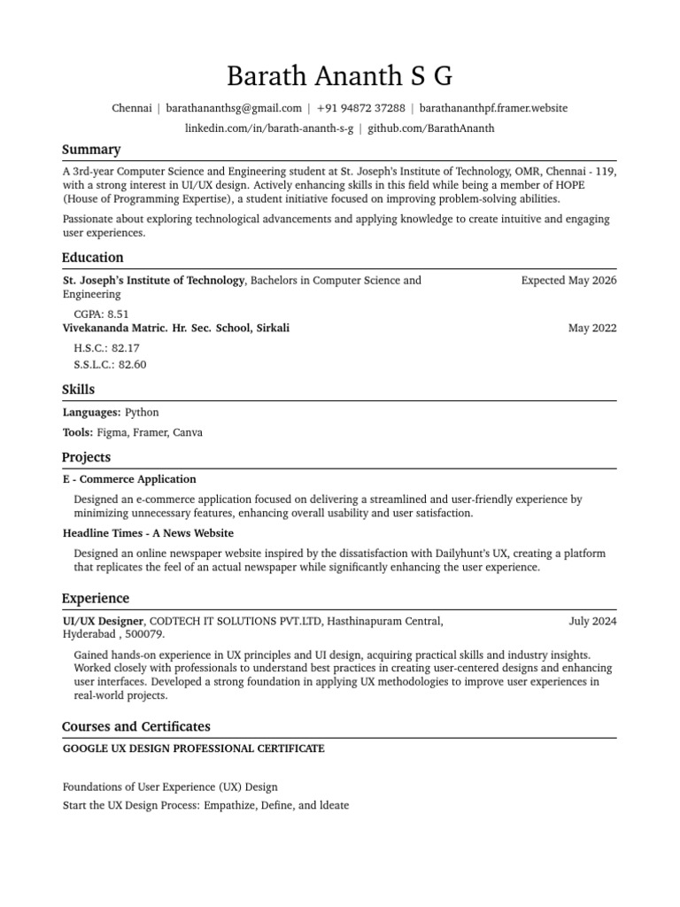 Barath - Ananth's Resume | PDF | Art | Computers Barath - Ananth's Resume | PDF | Art | Computers