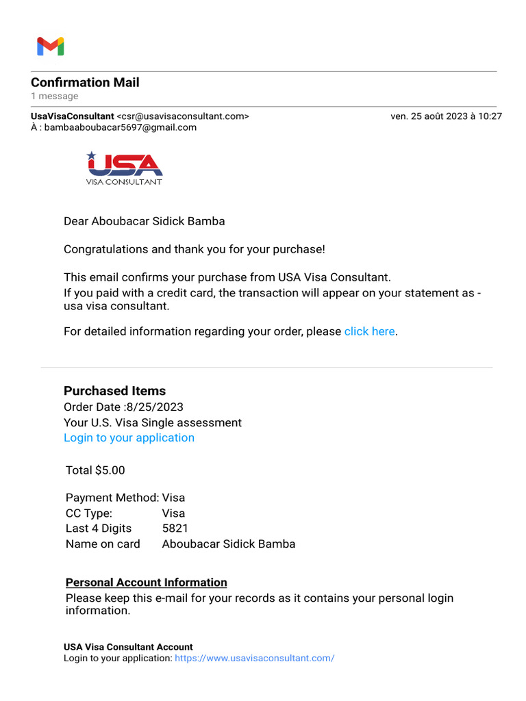 Gmail - Confirmation Mail | PDF