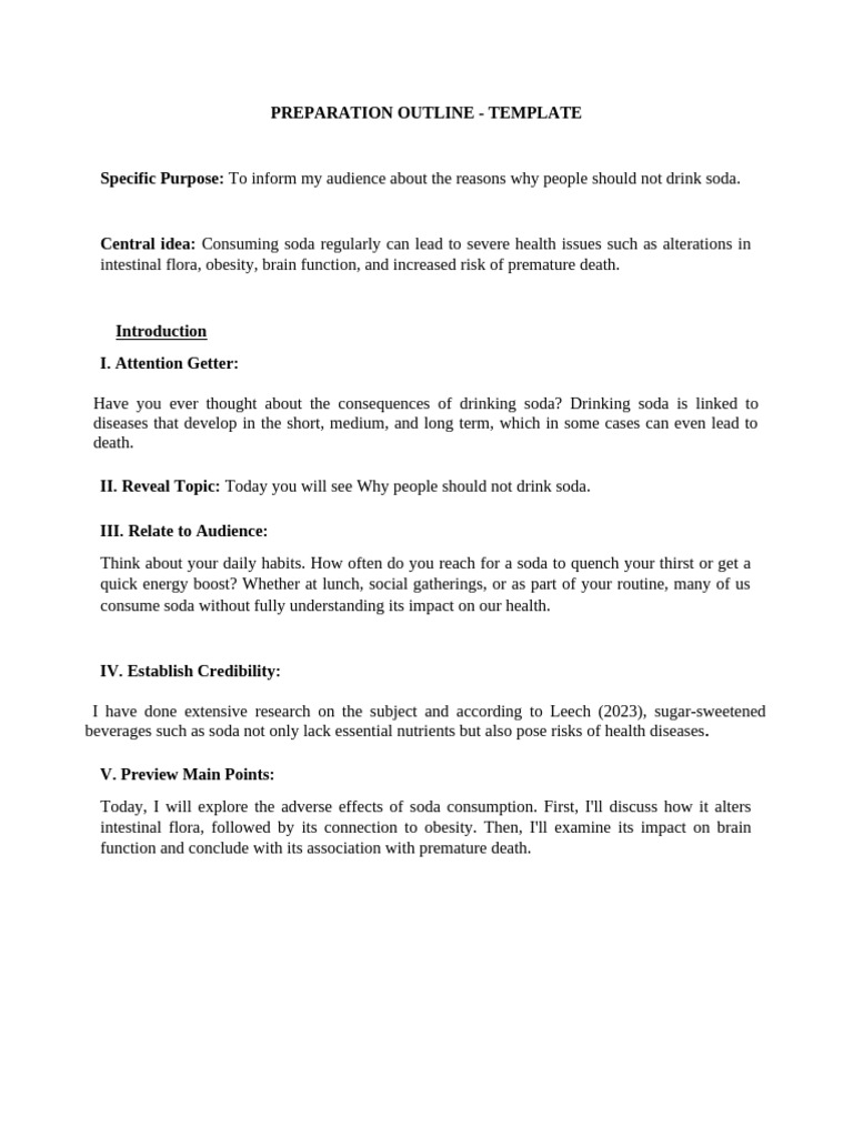 Preparation Outline | PDF