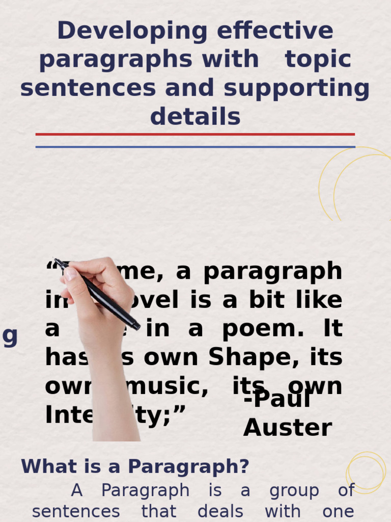 Developing Effective Paragraphs With Topic Sentences and Supporting | PDF