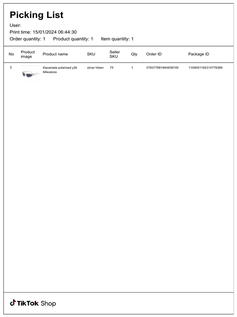 01-15 - 06-44-30 - Picking List | PDF