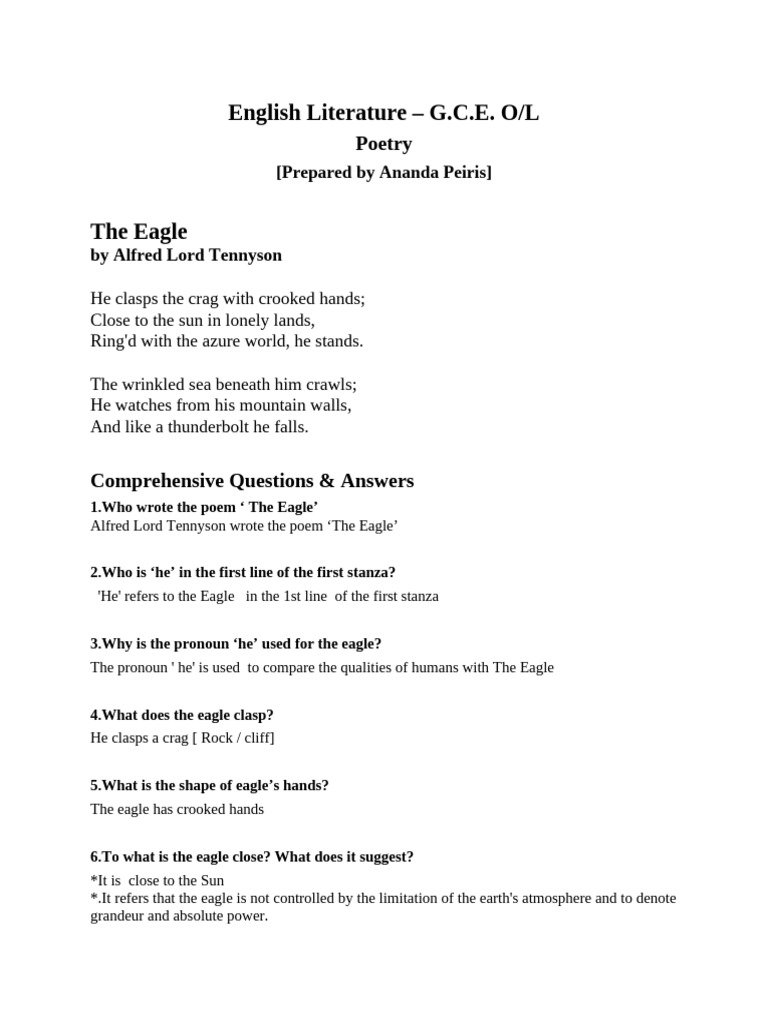 The Eagle Comprensive Questions & Answers. Edited (1) | PDF