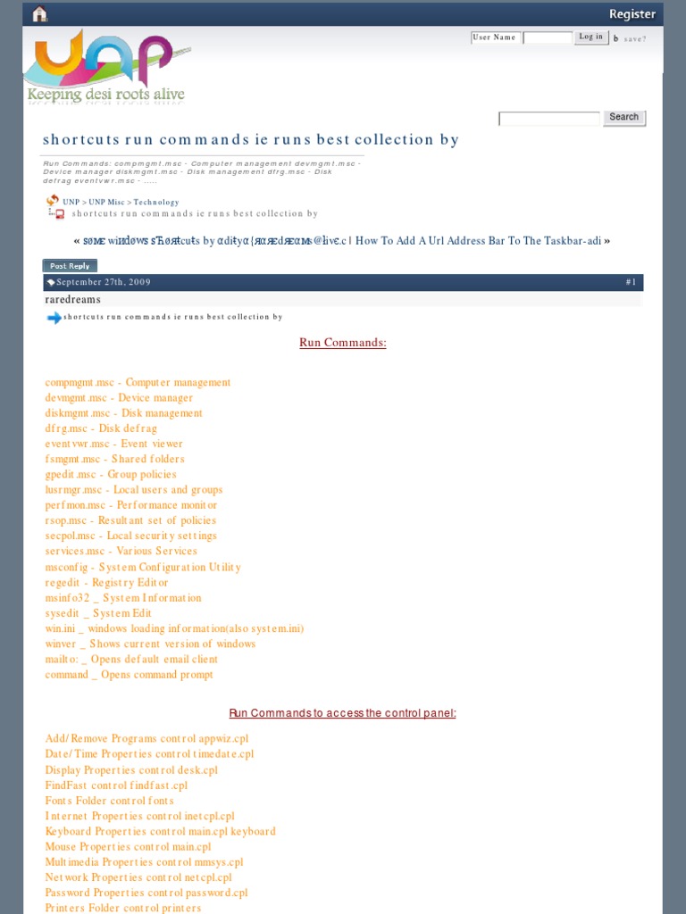 Shortcuts Run Commands | PDF | Command Line Interface | Computer File