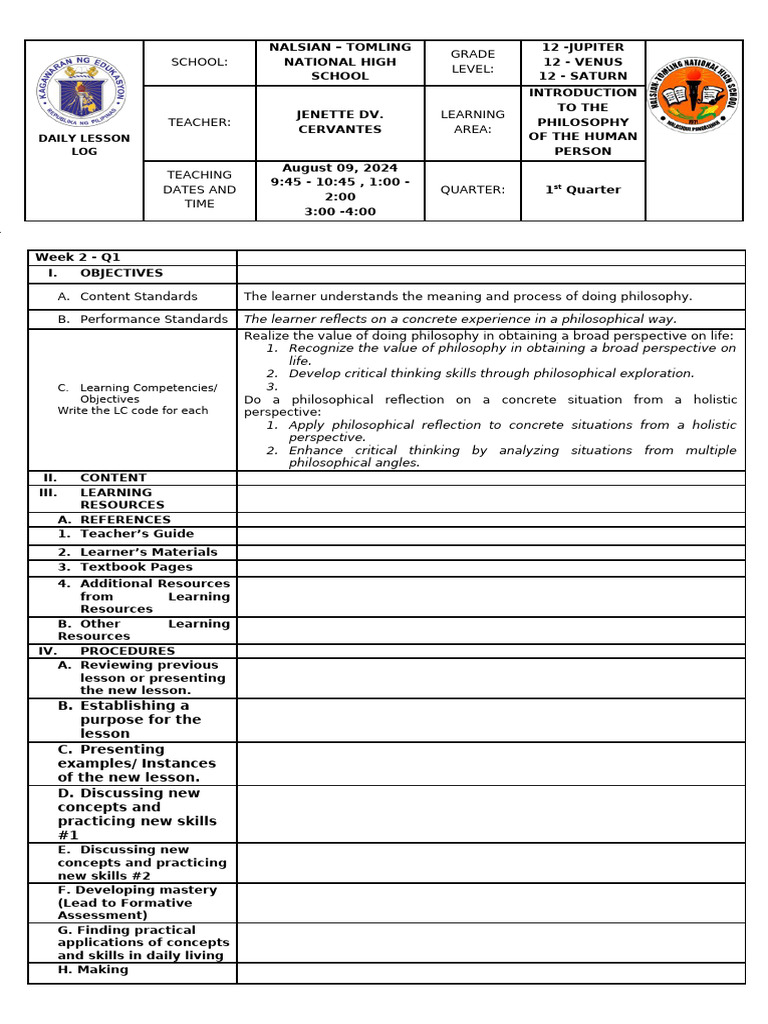 DLL Philo 2024 2025 Day 5 W2 Q1 | PDF