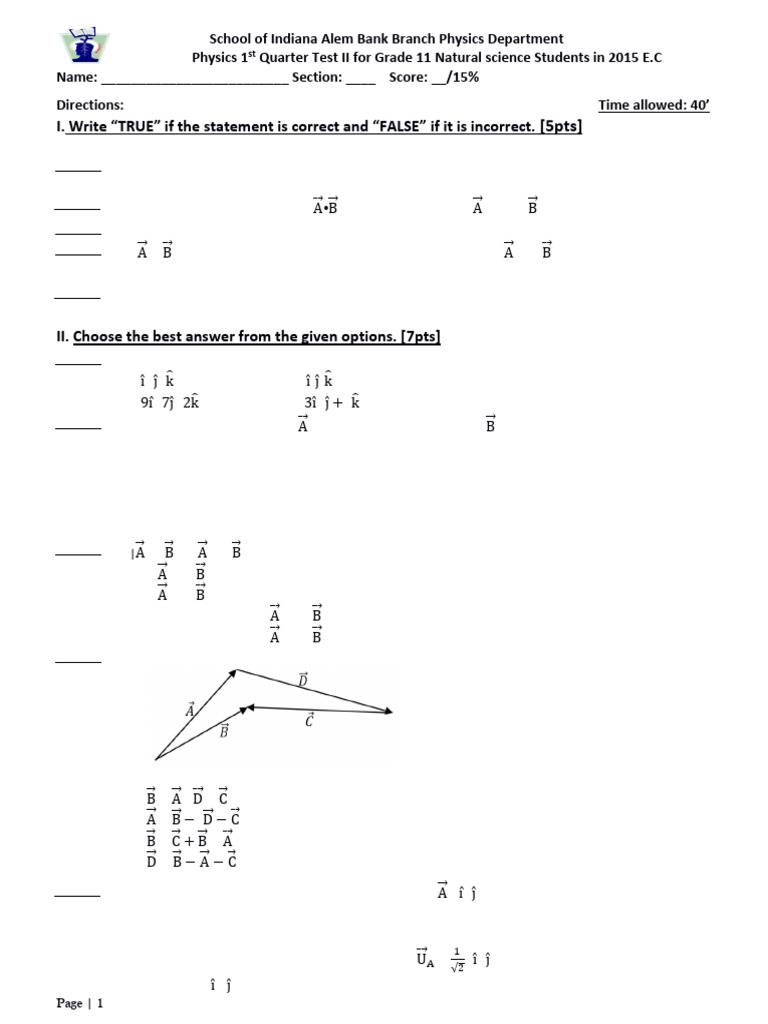 g11 q1 Test 2 2015 | PDF