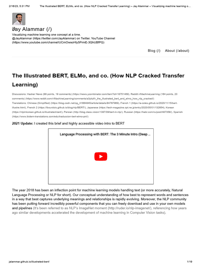 The Illustrated BERT, ELMo, and Co. (How NLP Cracked Transfer Learning ...