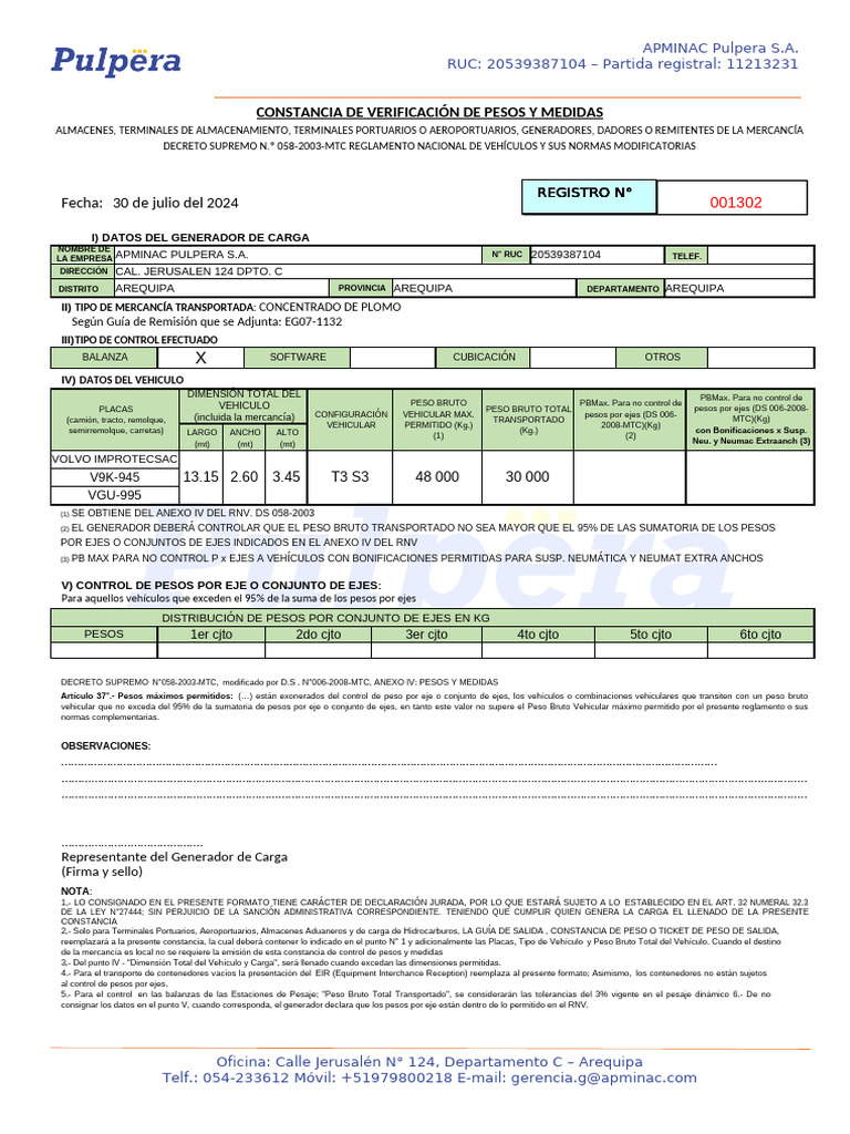 Formato de Pesos y Medidas | PDF