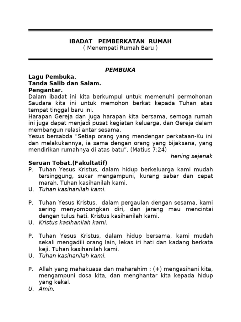Pemberkatan Rumah | PDF