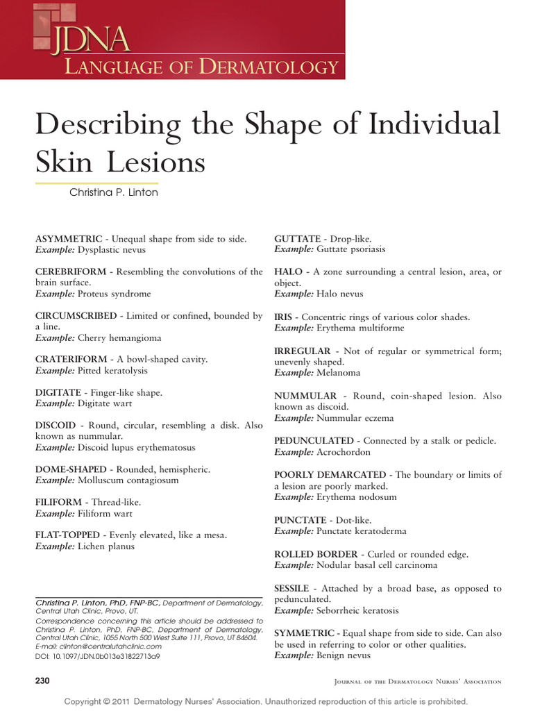 Describing The Shape of Individual Skin Lesions.10 | PDF