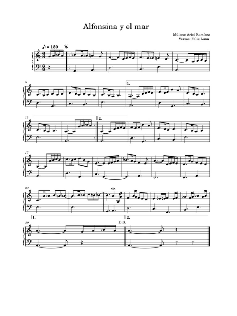 Alfonsina y el mar piano | PDF