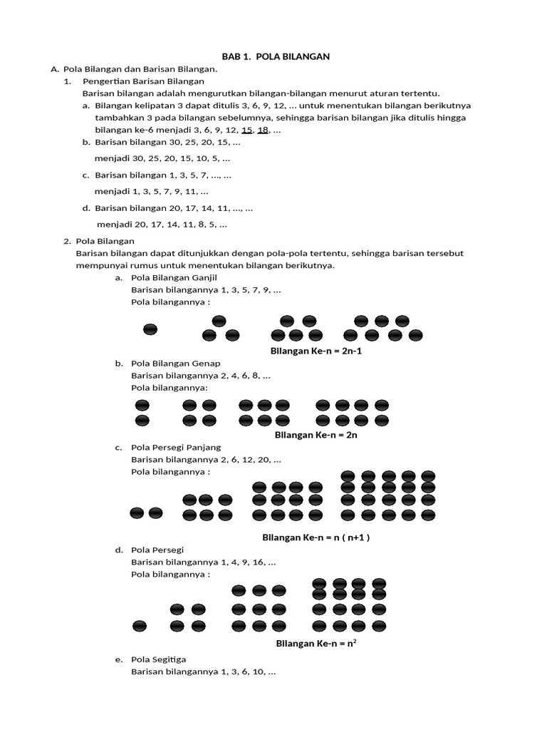 Bab 1. Pola Bilangan. | PDF