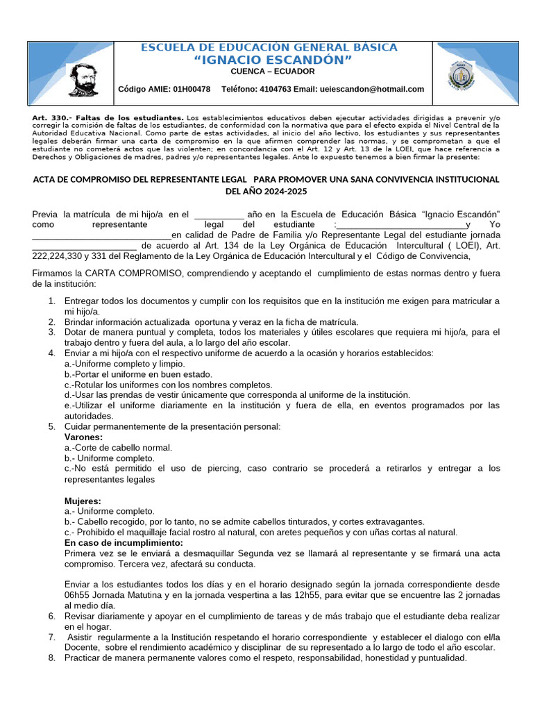 IGNACIO ESCANDÓN - Grado 10mo y 5to | PDF