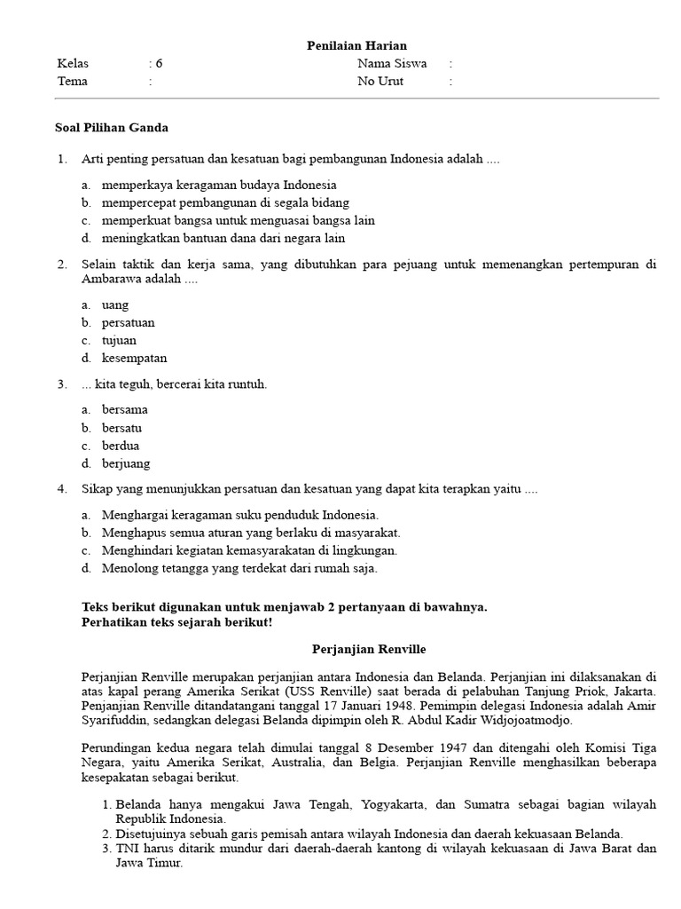 Soal Kelas 6 Tema 2 Subtema 2 | PDF