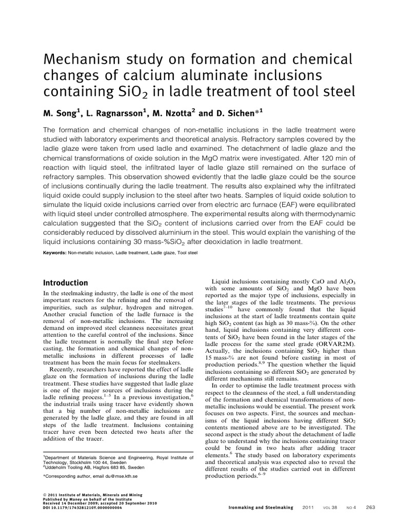 Mechanism Study On Formation and Chemical Changes of Calcium Aluminate ...