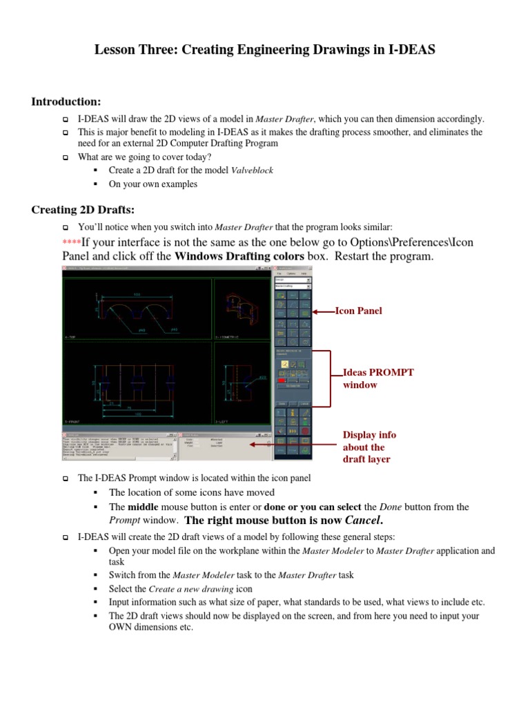 Lesson 3 - Creating Engineering Drawings in I-DeAS | PDF | Technical ...