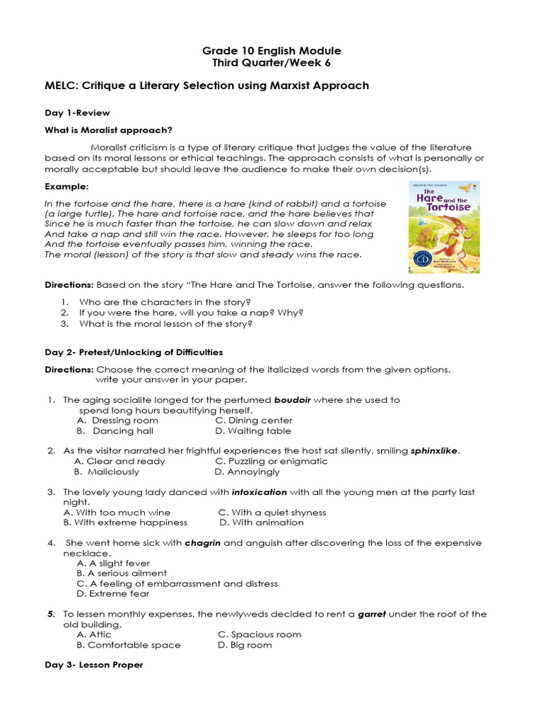 English 10 Quarter 3 Week 6 Activity Sheets | PDF