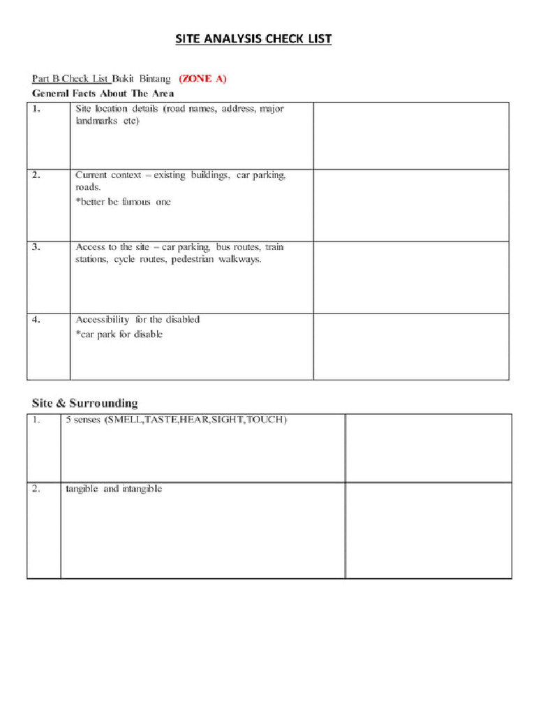 Site Analysis Checklist | PDF