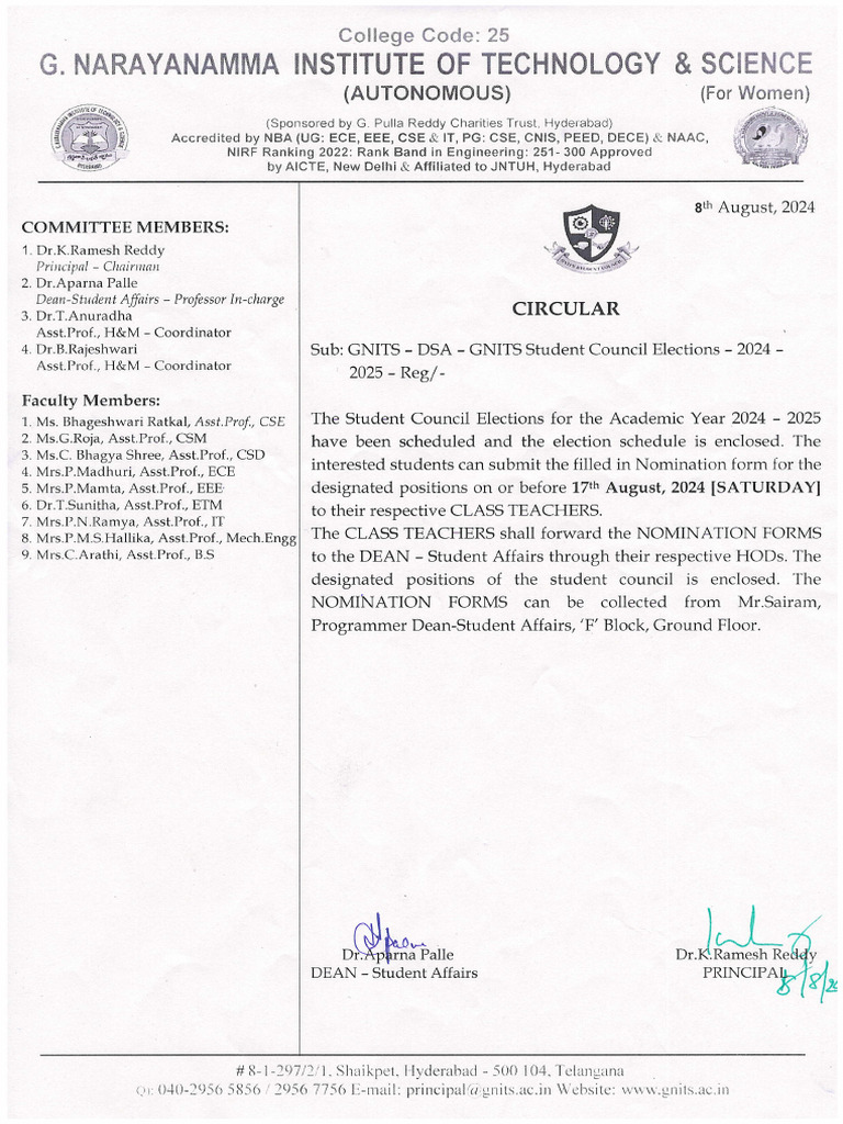 Student Council Elections Circular | PDF