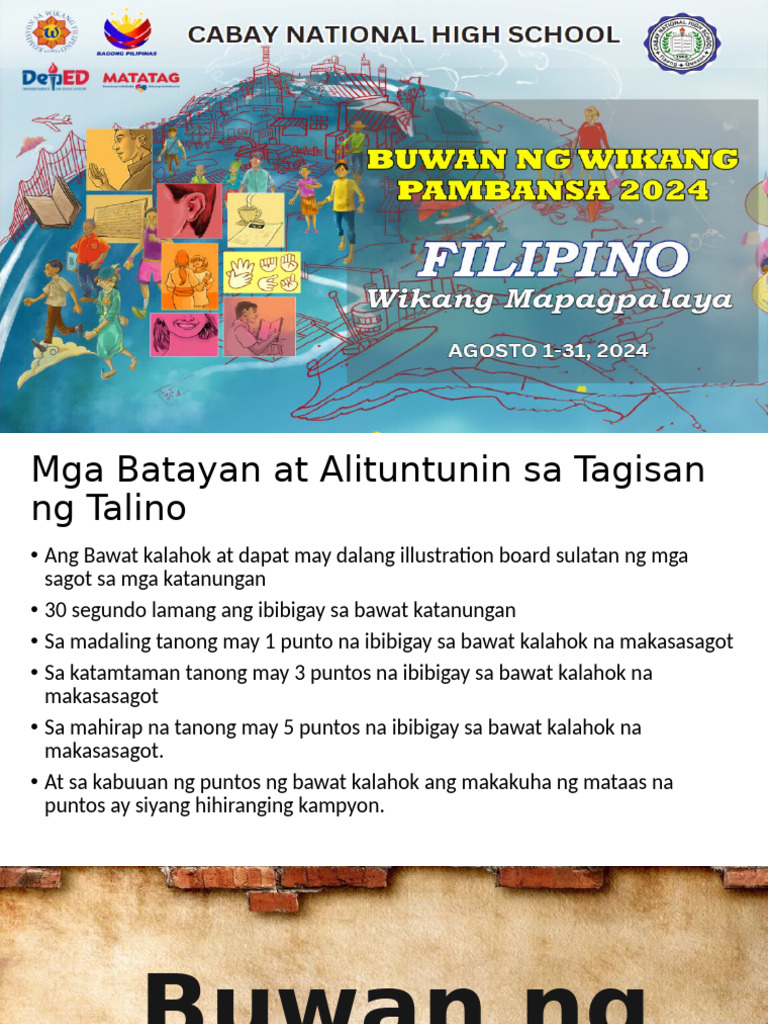 Buwan NG Wika Quiz Bee 2024 | PDF