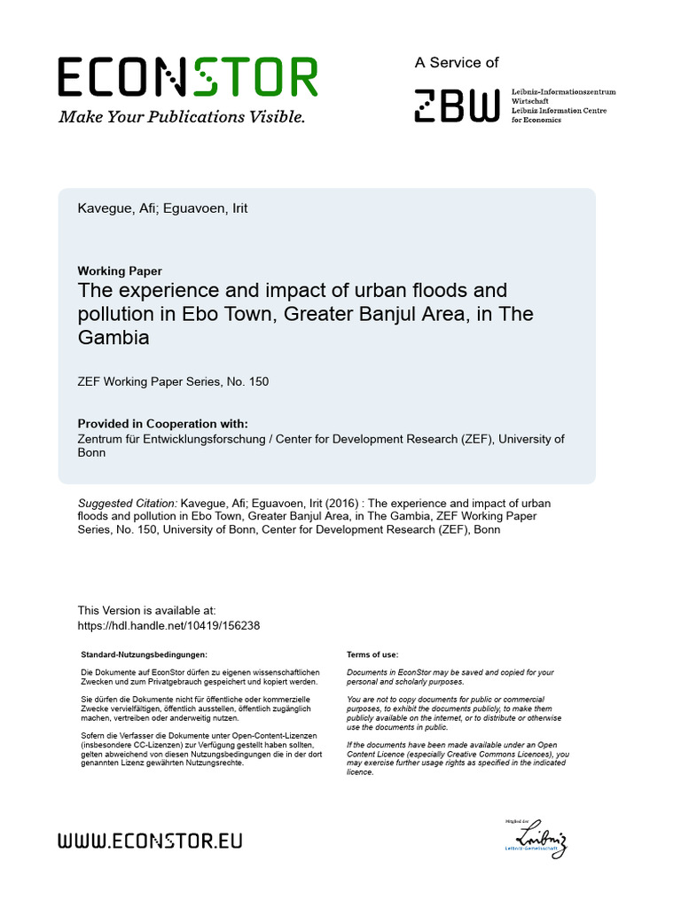 The Experience and Impact of Urban Floods and Pollution in Ebo Town ...