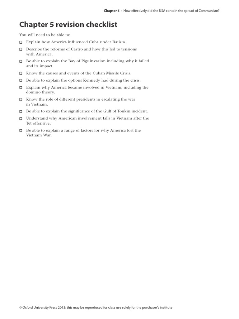 Chap 5 Checklist | PDF