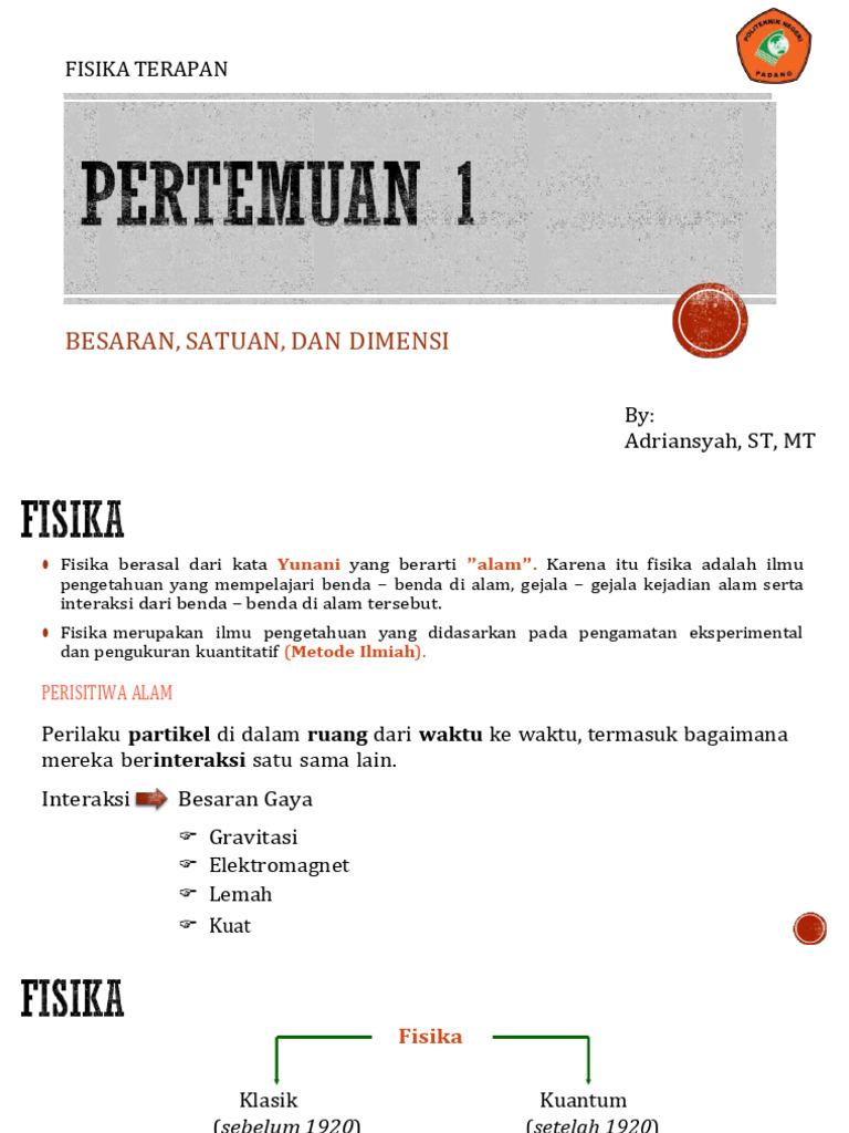 Fisika Terapan_Pert 1 | PDF